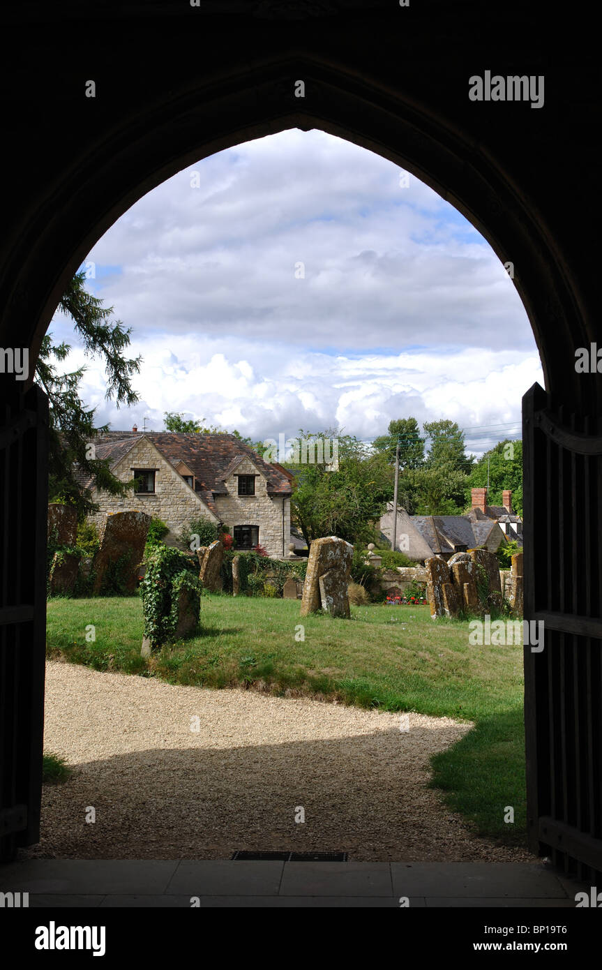 View from north porch of St. Gregory`s Church, Tredington, Warwickshire ...