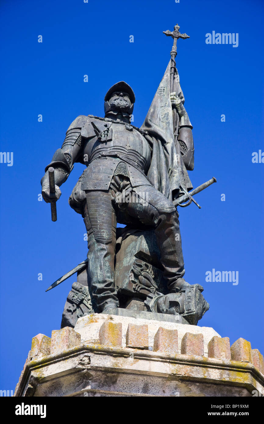 Statue of Hernan Cortes, spanish conqueror of Mexico, main plaza of ...