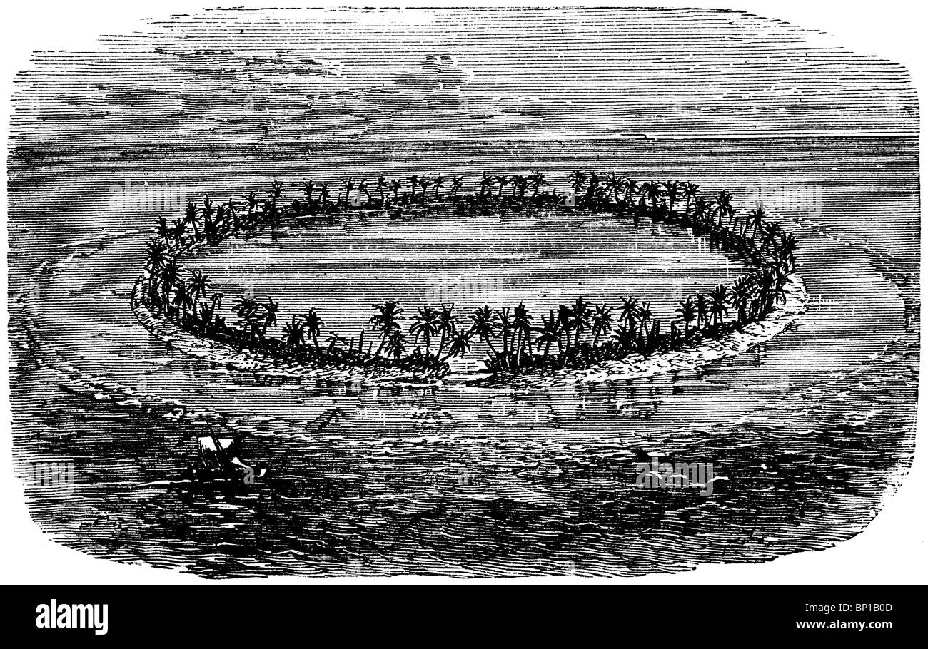 Coral Ring Island (Atoll) with coral reefs: Tatakoto Roa (Paumotu Stock ...