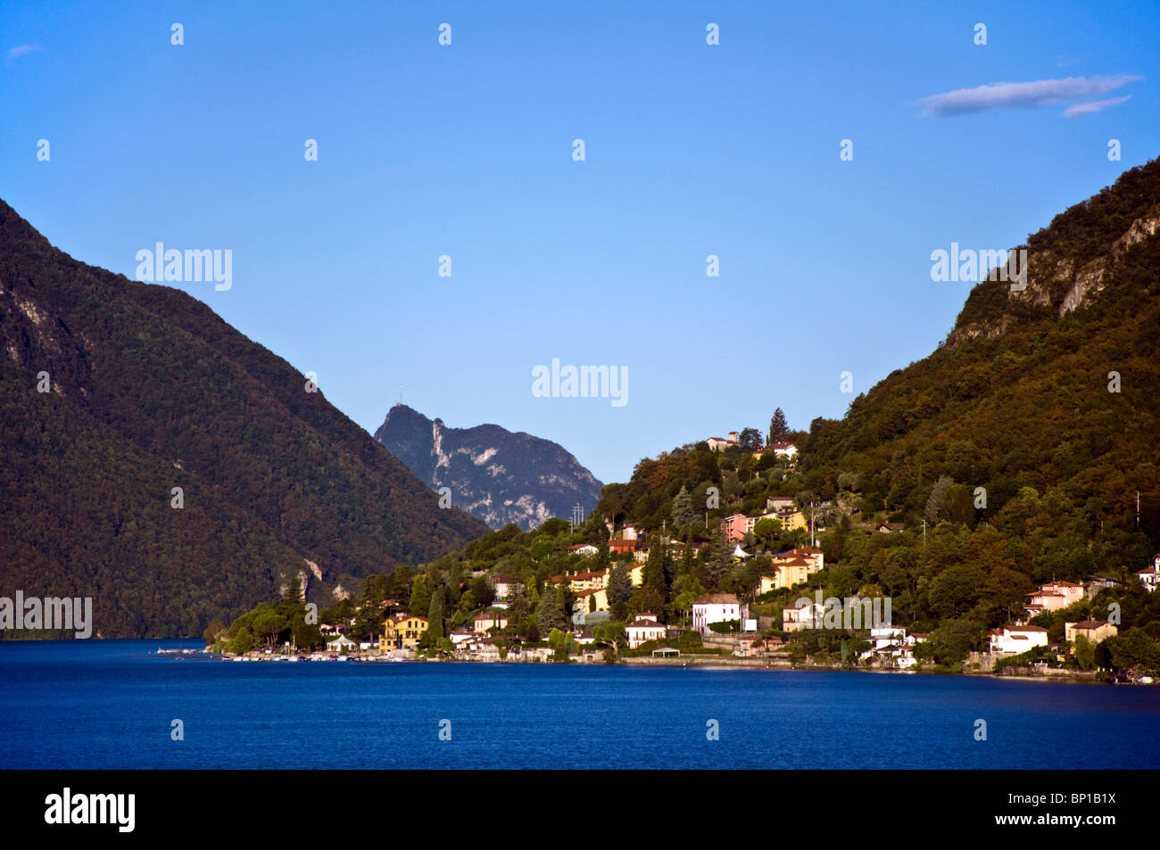 View of Cima on Lake Lugano taken from the town of Porlezza Stock Photo ...
