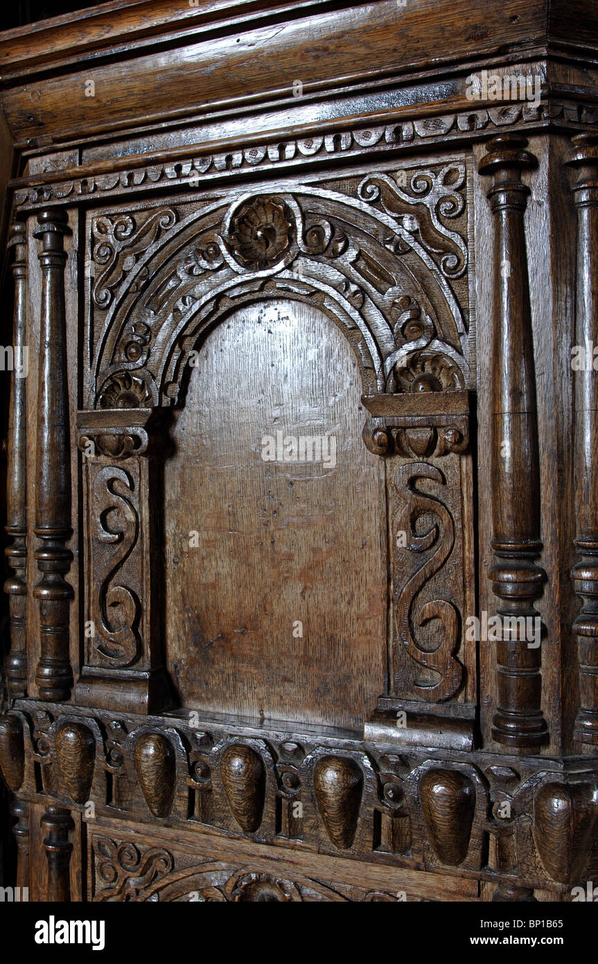 Detail of pulpit in St. Gregory`s Church, Tredington, Warwickshire ...