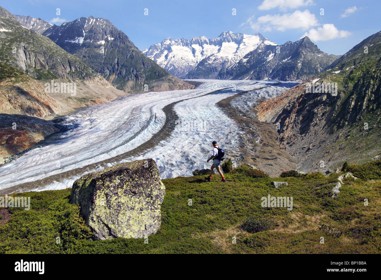 Switzerland aletsch glacier hiker hi-res stock photography and images ...