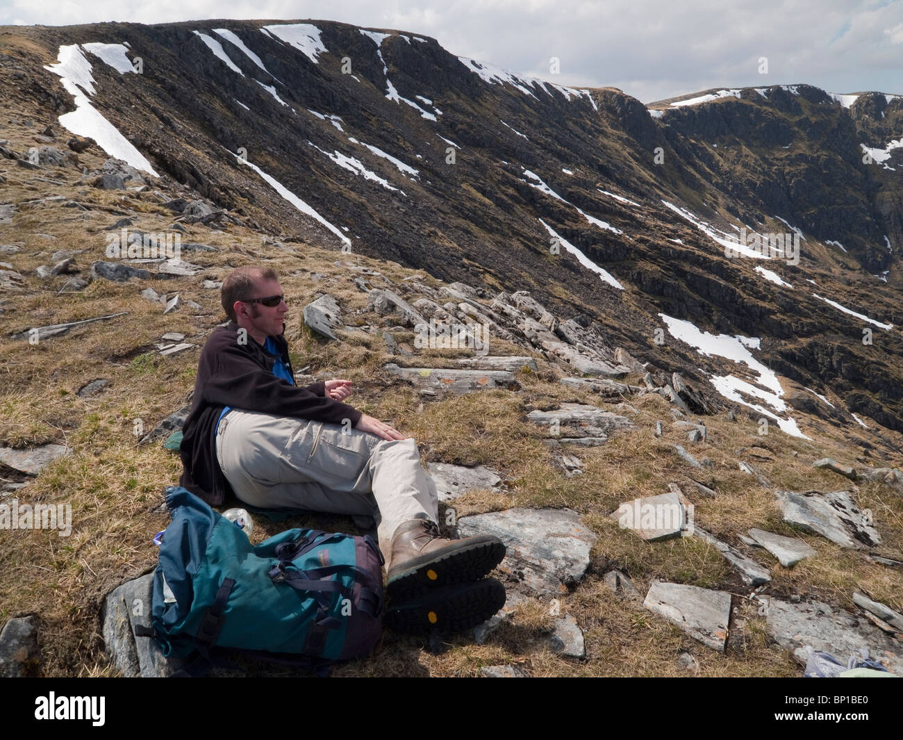 Man on the Summit Ridge of Ben Alder, Scotland Stock Photo - Alamy