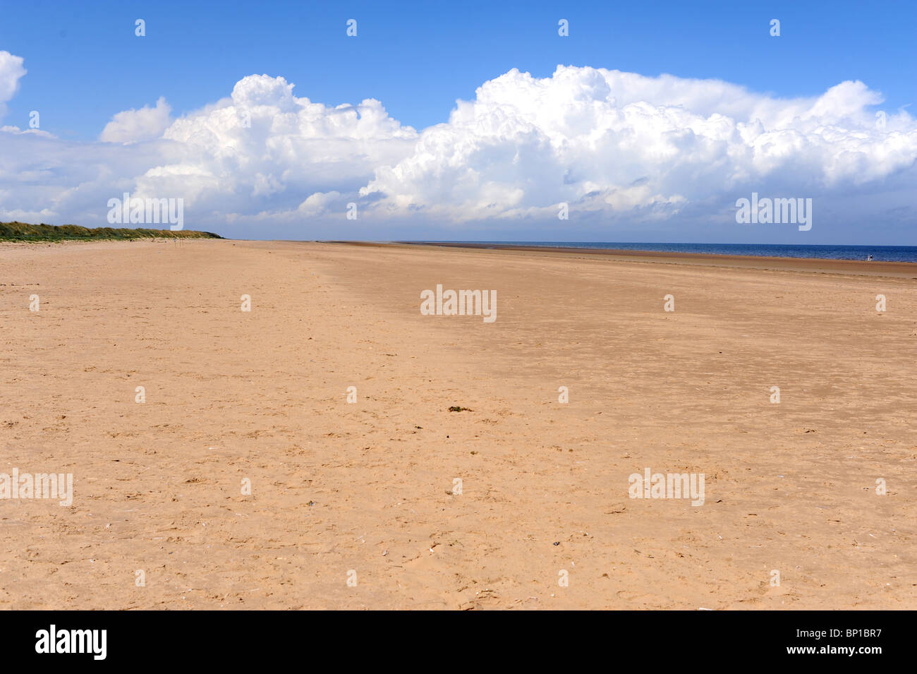 Remote sandy beach by Titchwell Marsh RSPB reserve Norfolk coast UK ...