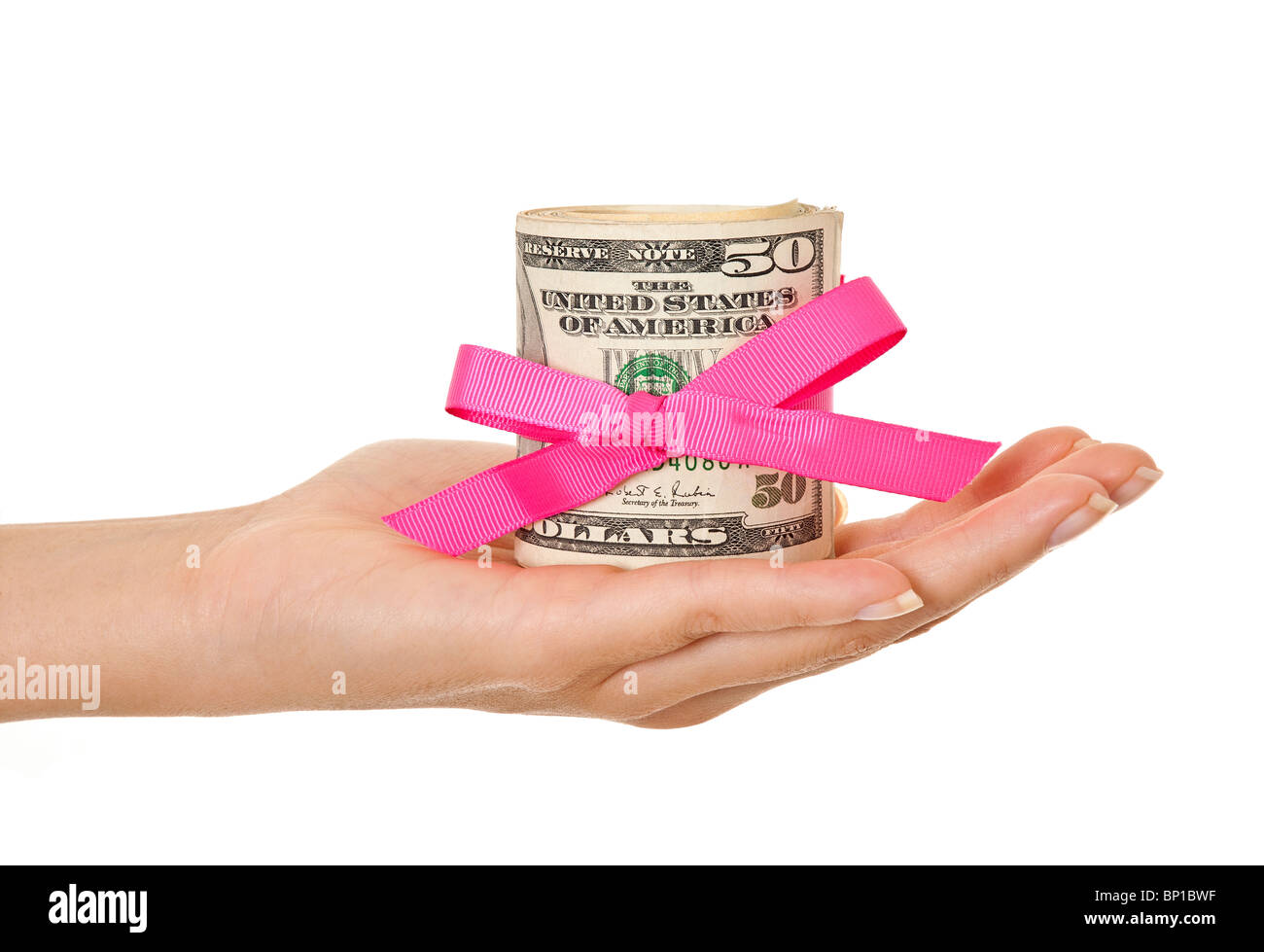 Gift wrapped money Stock Photo - Alamy