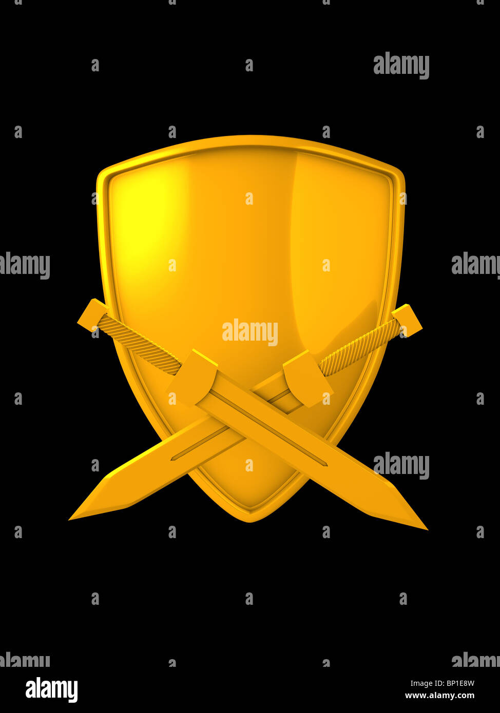 3d image, conceptual, shiny golden shield Stock Photo - Alamy