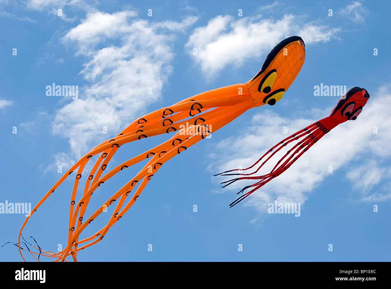red and orange octopus kites Stock Photo - Alamy