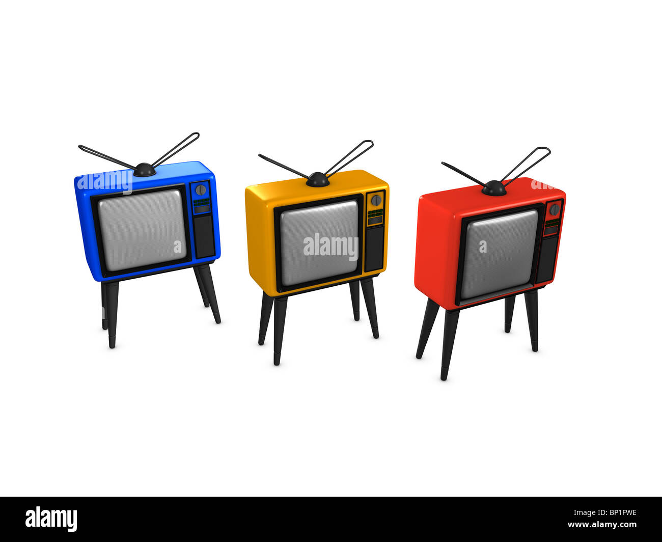3d image, Conceptual Old-style Tv, variant color Stock Photo - Alamy