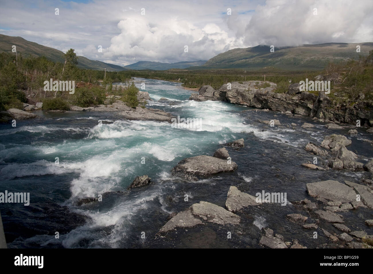 Norwegian scenic mountain river, North Norway Stock Photo - Alamy