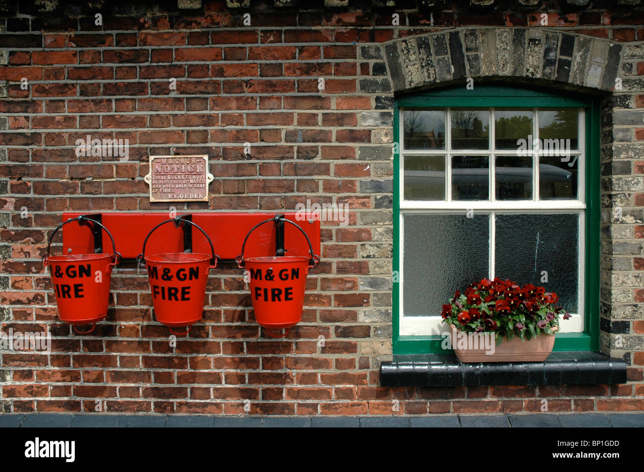 Fire Buckets, Window and Flowers, Sheringham Station, North Norfolk ...
