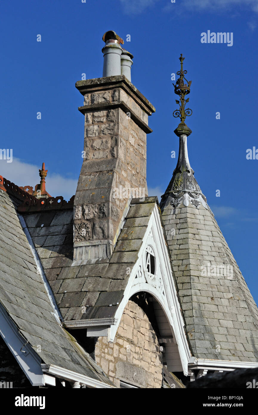 House chimney stack and roof finial. "Airey Cliffe", Bowling Fell ...