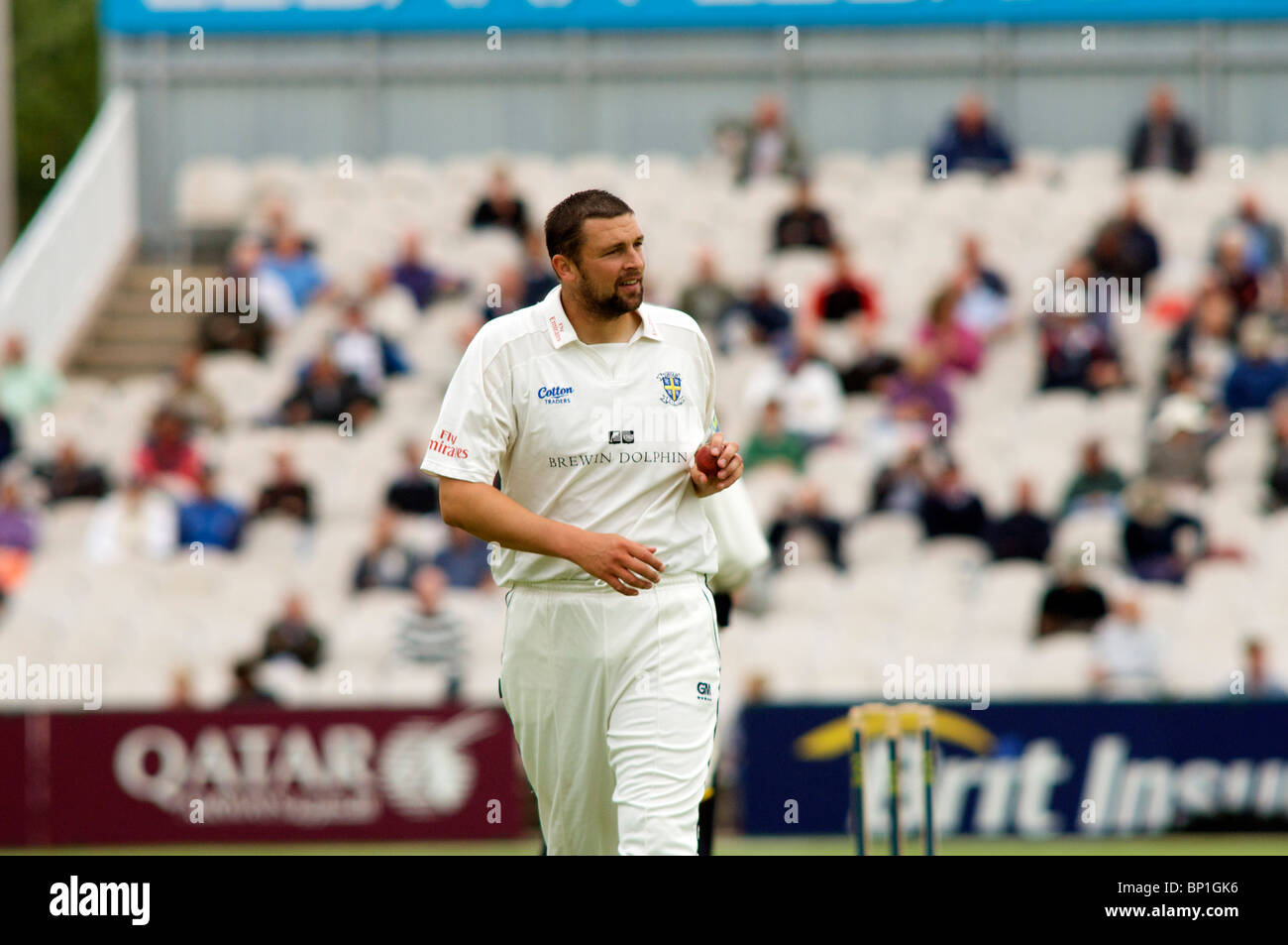 Steve Harmison playing for Yorkshire against Lancashire at Old Trafford ...