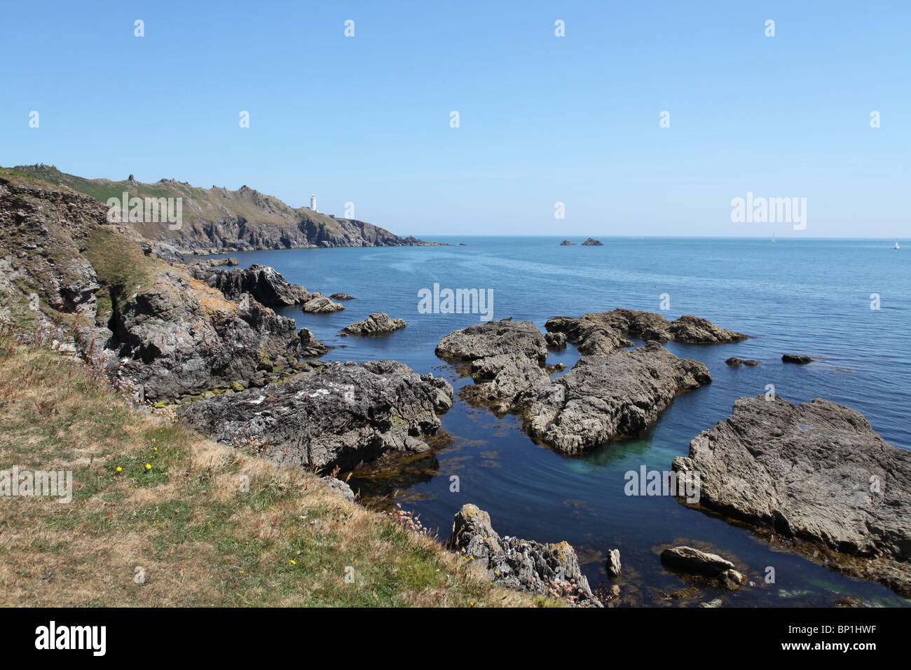 A view of the South Devon shoreline with rocks Stock Photo - Alamy