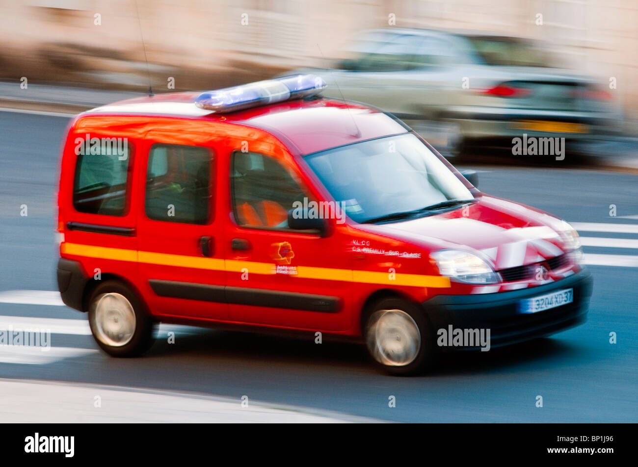Speeding French emergency fire services van Stock Photo - Alamy