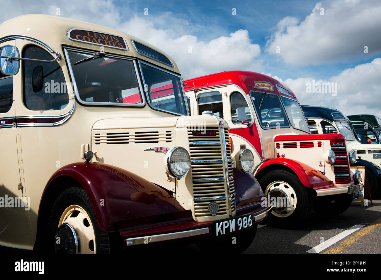 Vintage OB Bedford Coaches at a steam fair in England Stock Photo - Alamy