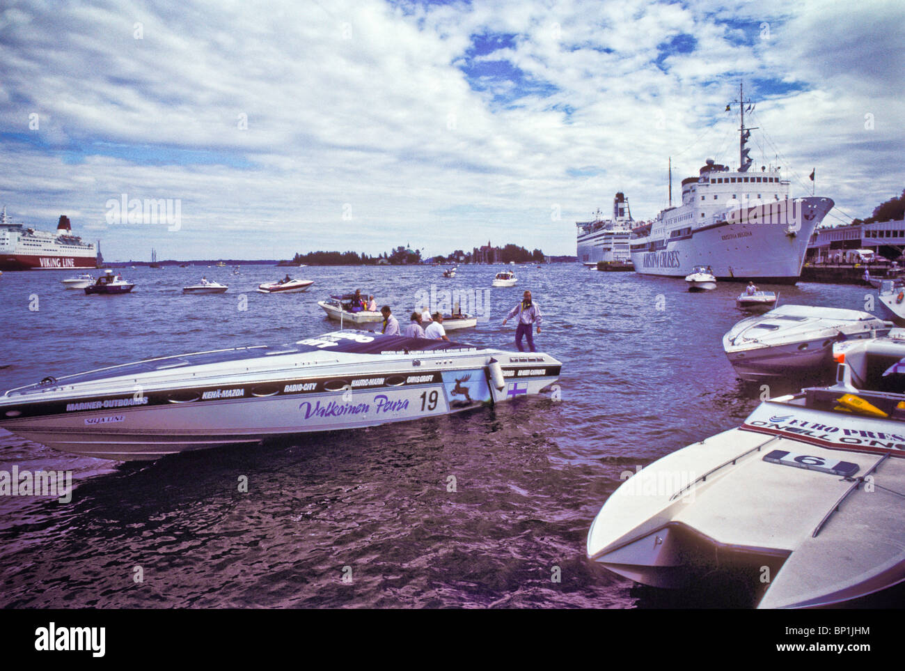 Ocean racing team boats, harbor Helsinki Finland Stock Photo - Alamy