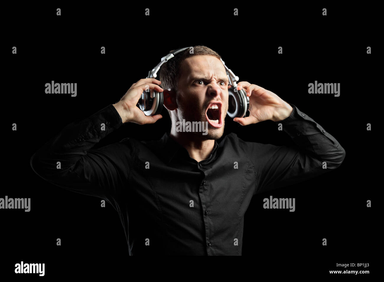Black boy in headphones hi-res stock photography and images - Alamy