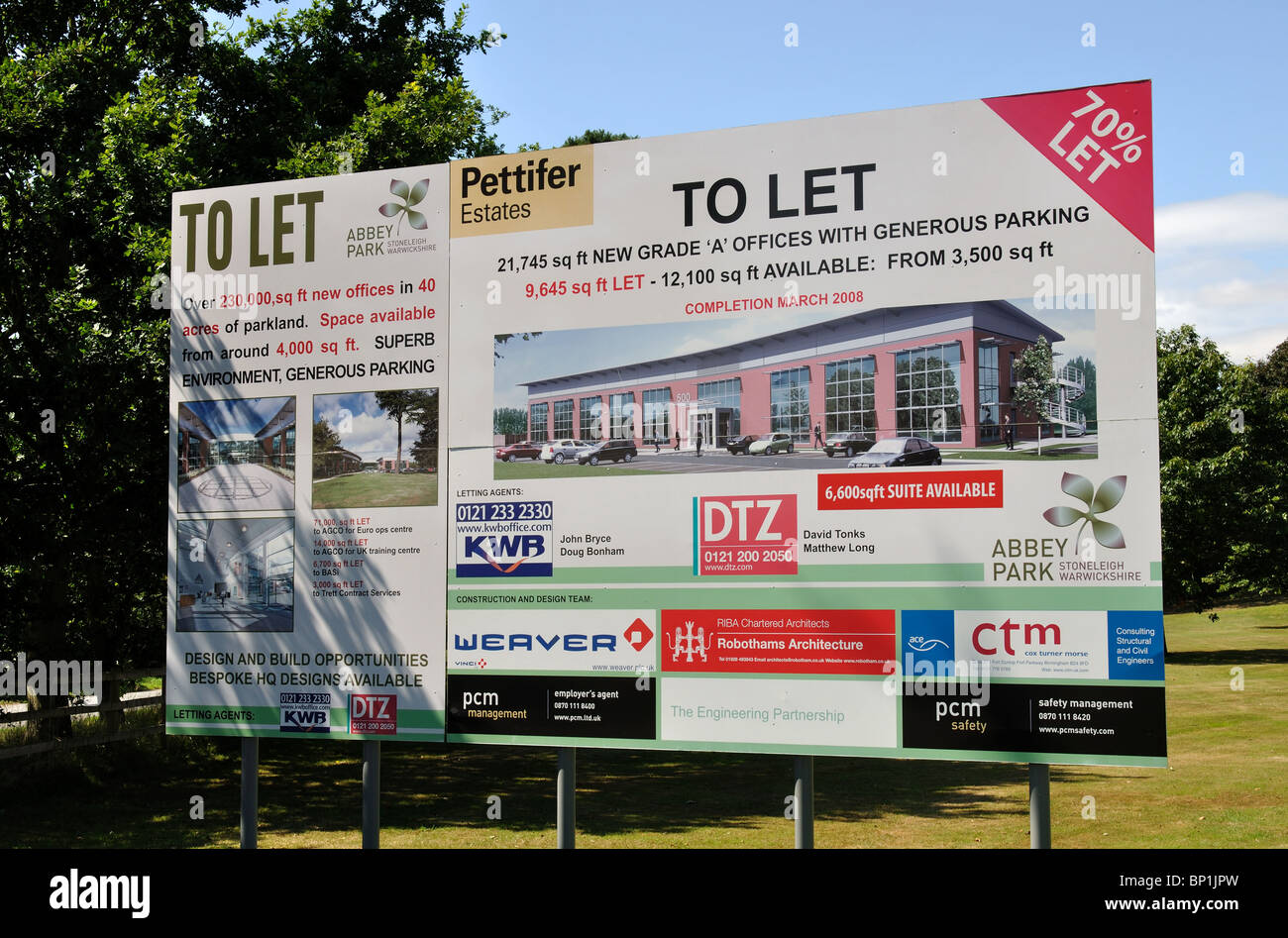 Offices to let sign at Abbey Park, Stareton, Warwickshire, England, UK ...