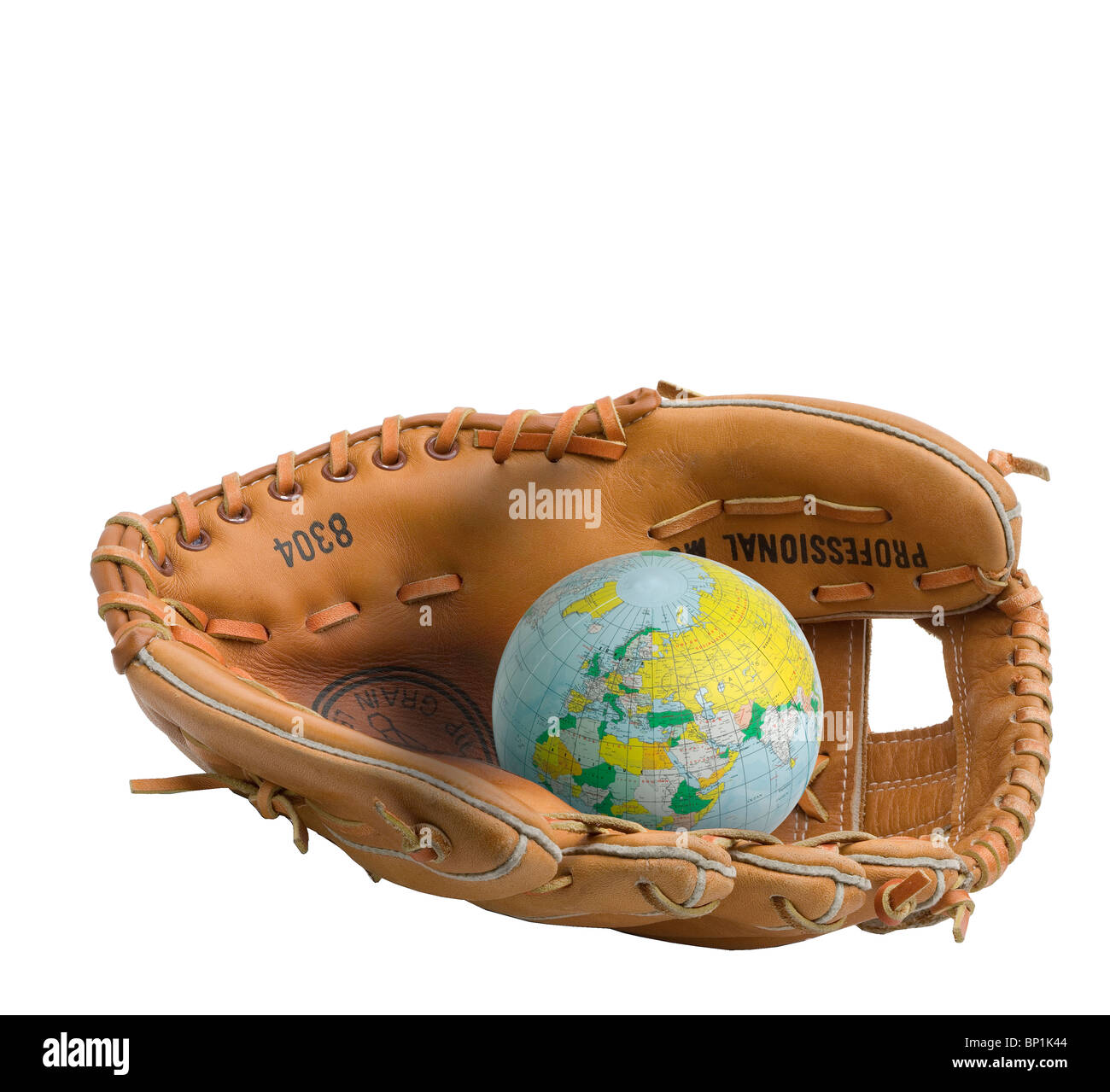 Globe in a baseball glove Stock Photo - Alamy
