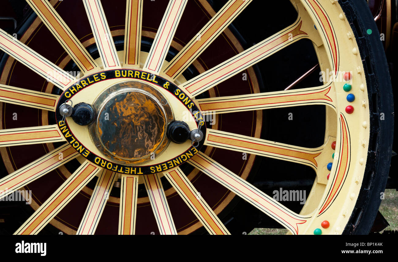 Vintage Burrell steam traction engine spoked wheel abstract Stock Photo ...