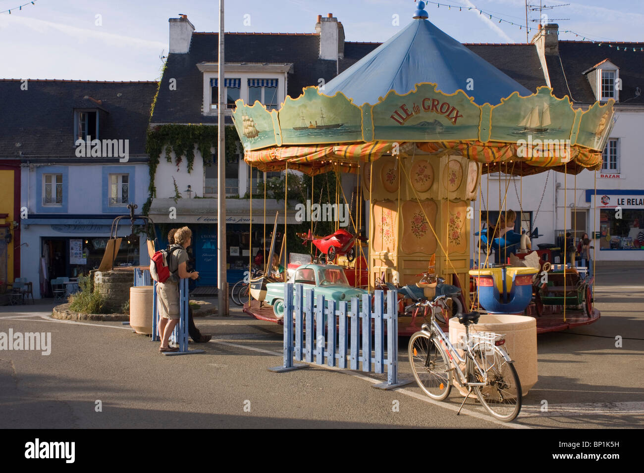 France, Brittany, Morbihan, Groix island, Saint Tudy, carousel Stock ...