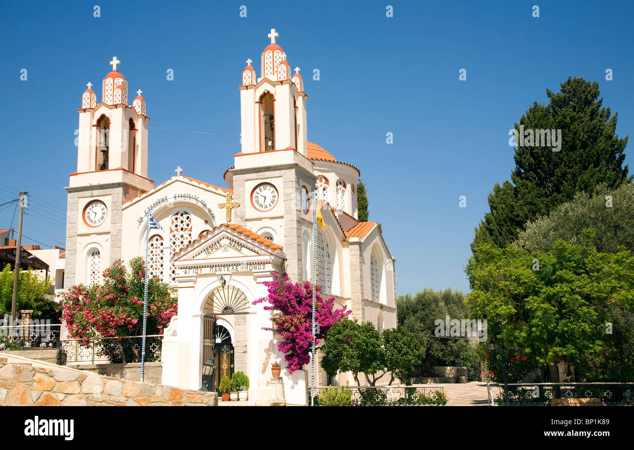 Greek orthodox church of Agios Pandeliemon, Siana, Rhodes, Greece Stock ...