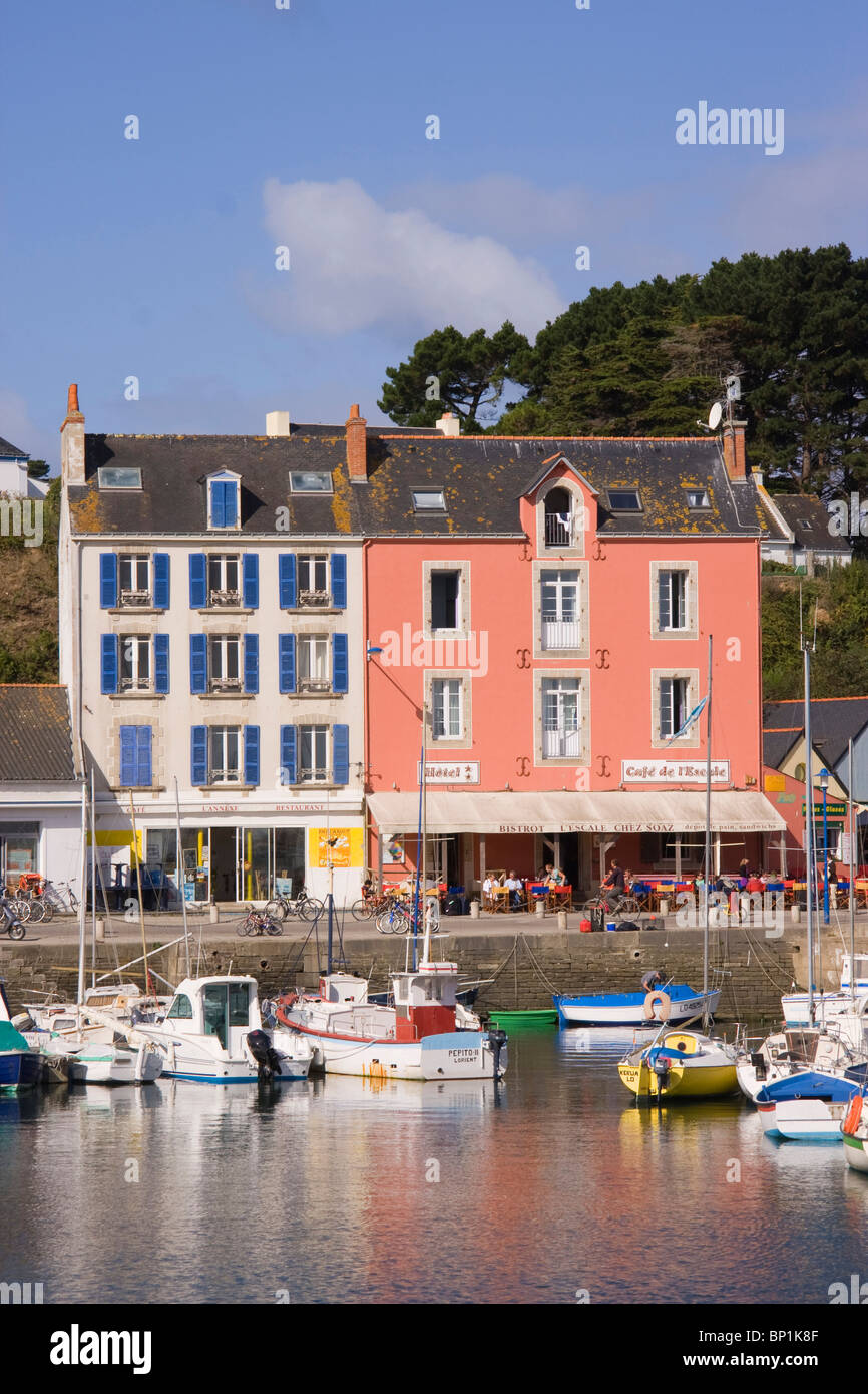 France, Brittany, Morbihan, Groix island, Port Tudy harbour Stock Photo ...