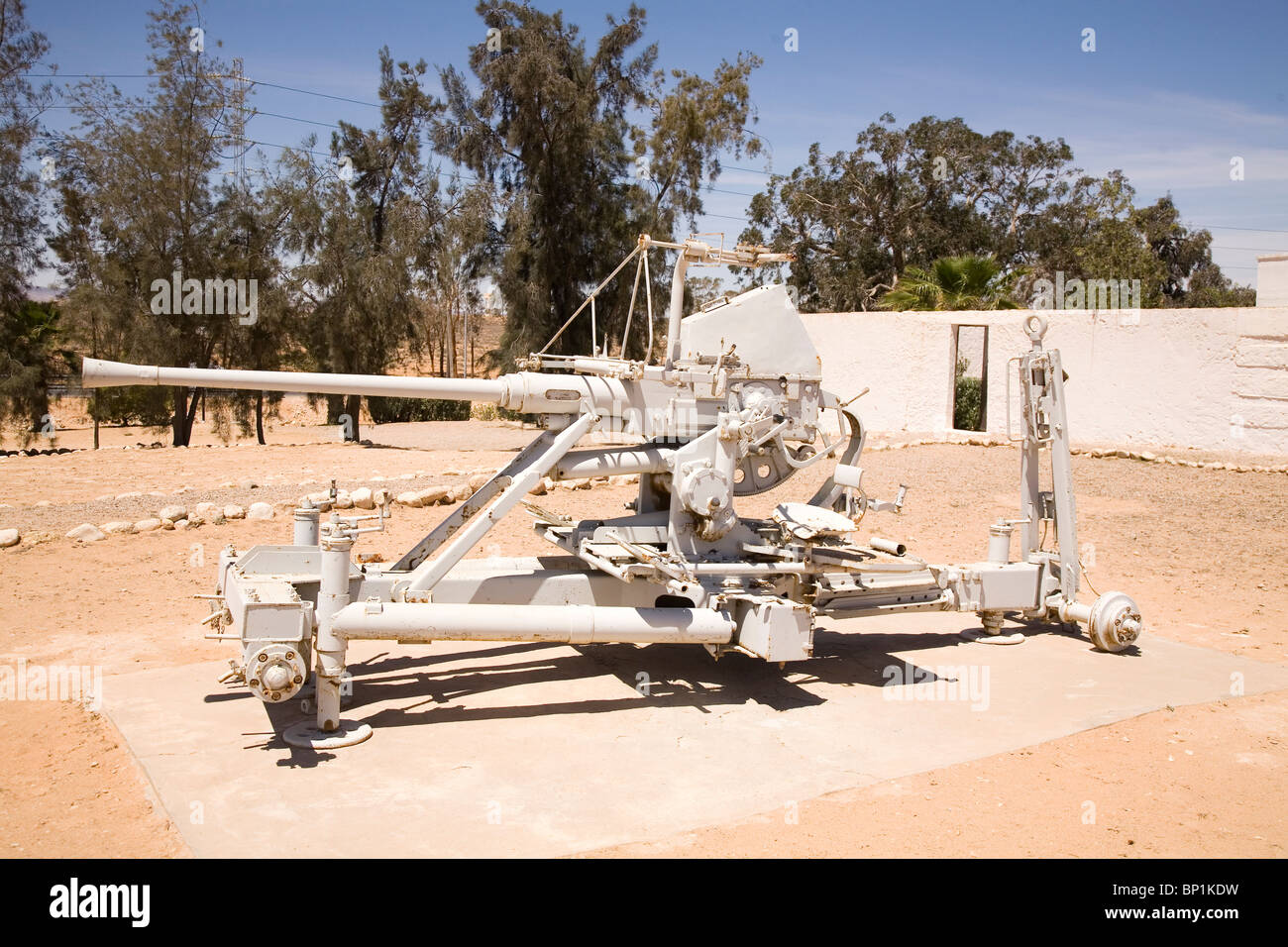 A World War Two gun stands outside of the Military Museum of the Mareth ...