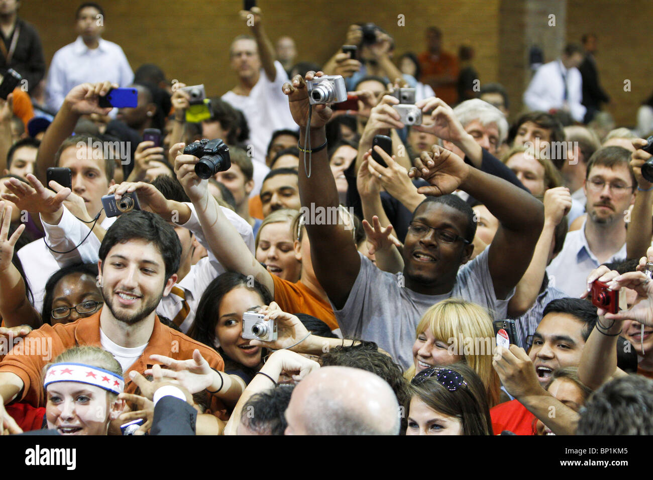 College students take photos of U.S. President Barack Obama after his ...