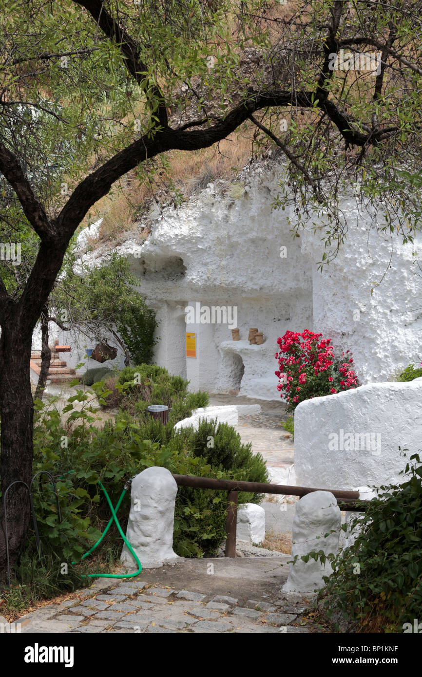 Garden area outside cave houses in the Ethnographic Museum of ...