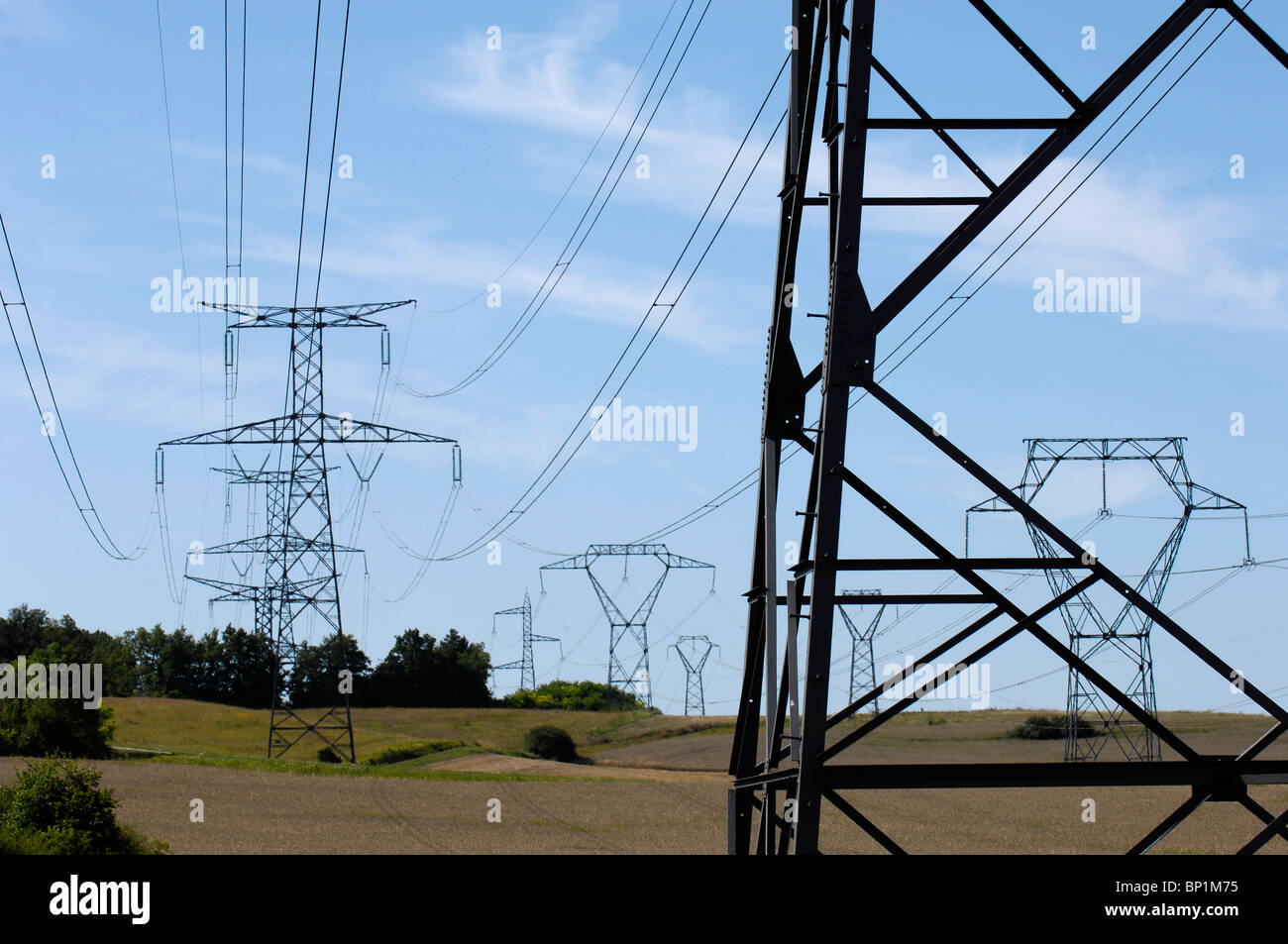 France, Seine et Marne, power line Stock Photo - Alamy
