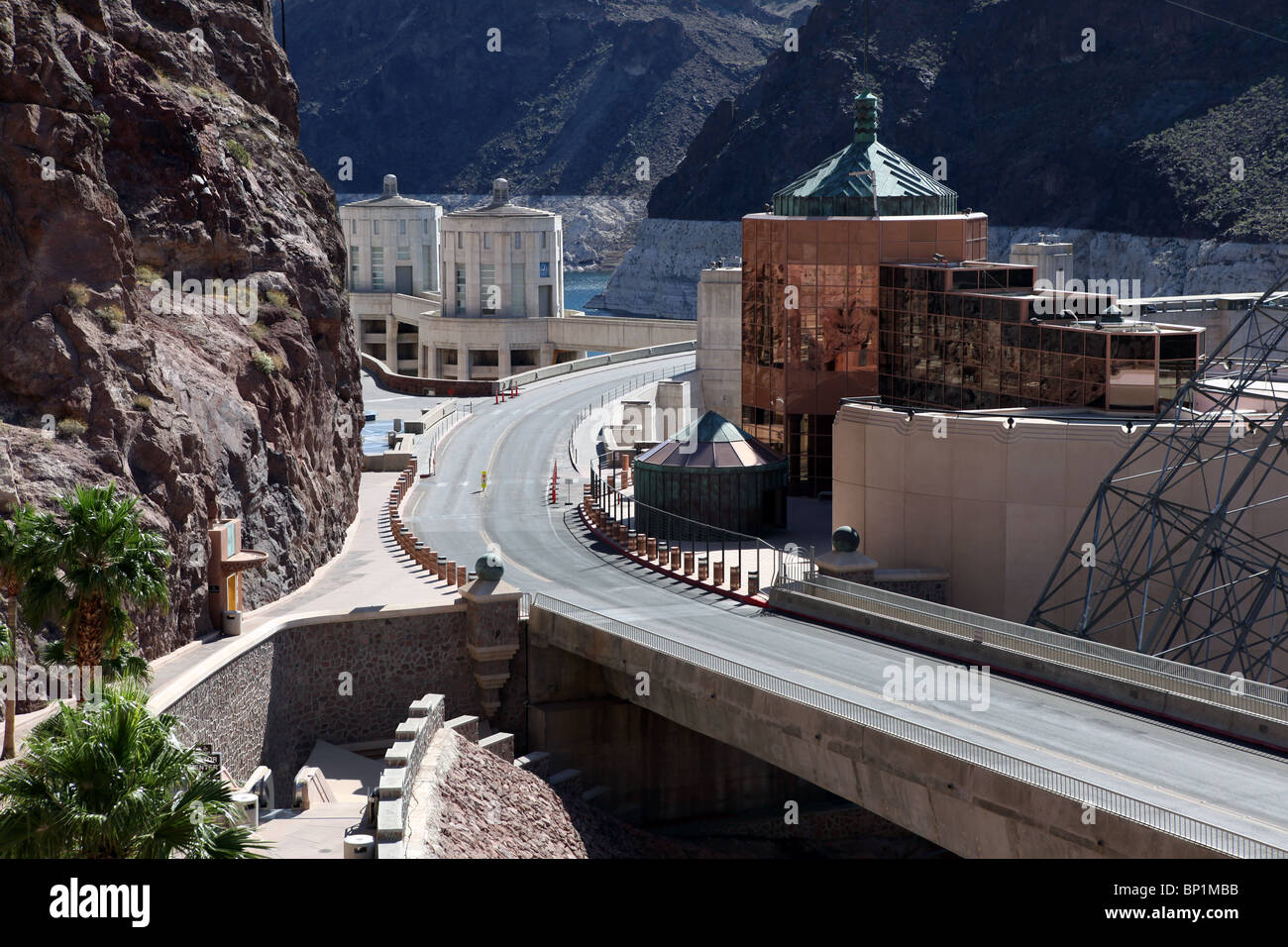 Historic Hoover Dam roadway at the Nevada and Arizona border Stock ...