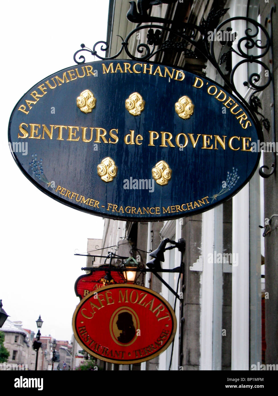 Canada, Quebec, shop and restaurant signs Stock Photo - Alamy