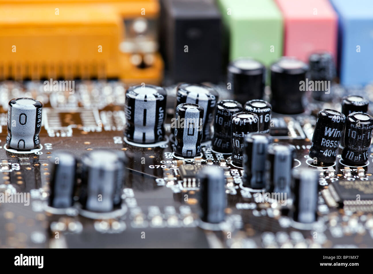 Closeup of an electronic board, capacitors Stock Photo - Alamy