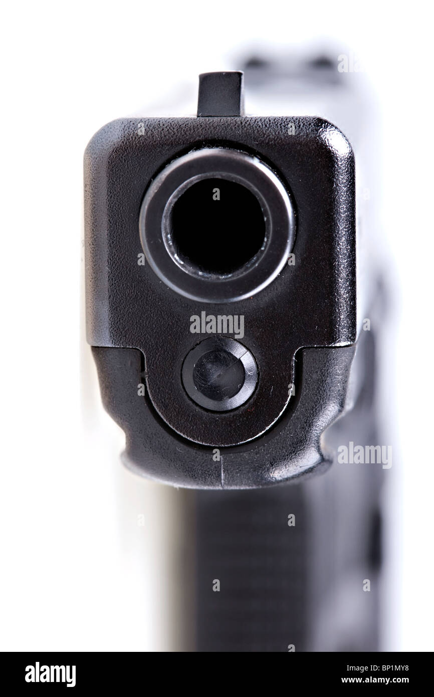 Black gun isolated on white Stock Photo - Alamy