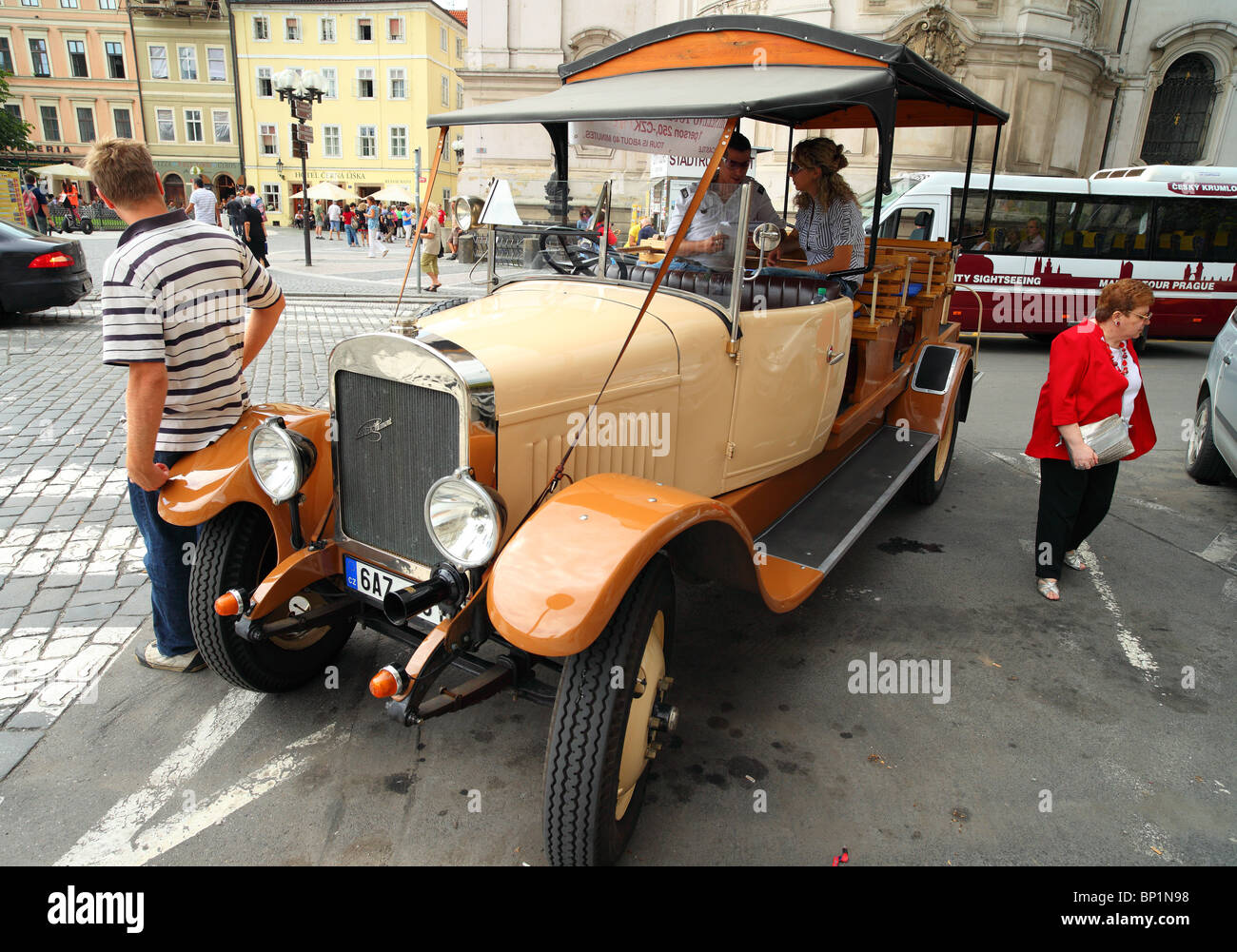 Vintage car Old Town Prague Czech Republic Bohemia Stock Photo - Alamy