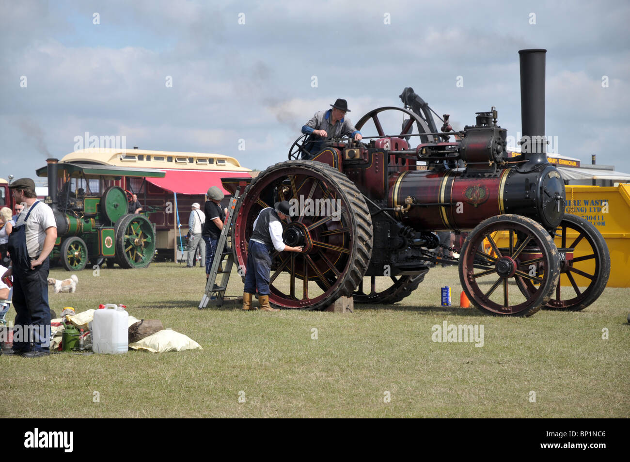 preparing a vintage steam engine ready to go out into the parade ring ...