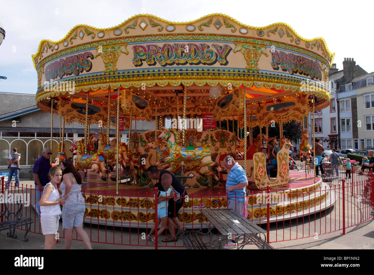 Carousel at Funfair Weymouth Dorset summer 2010 Stock Photo - Alamy