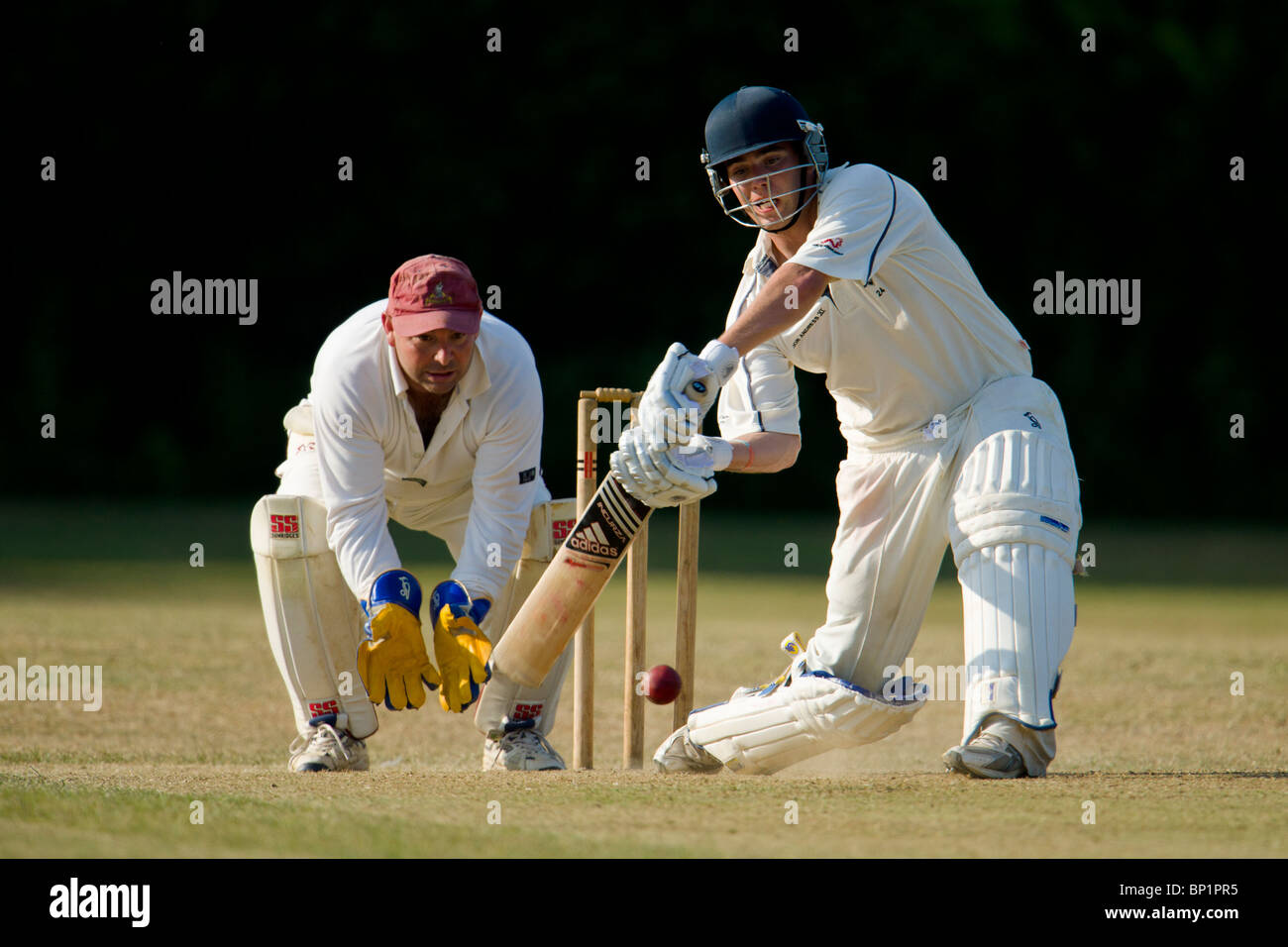 Cricket batsman in action Stock Photo - Alamy