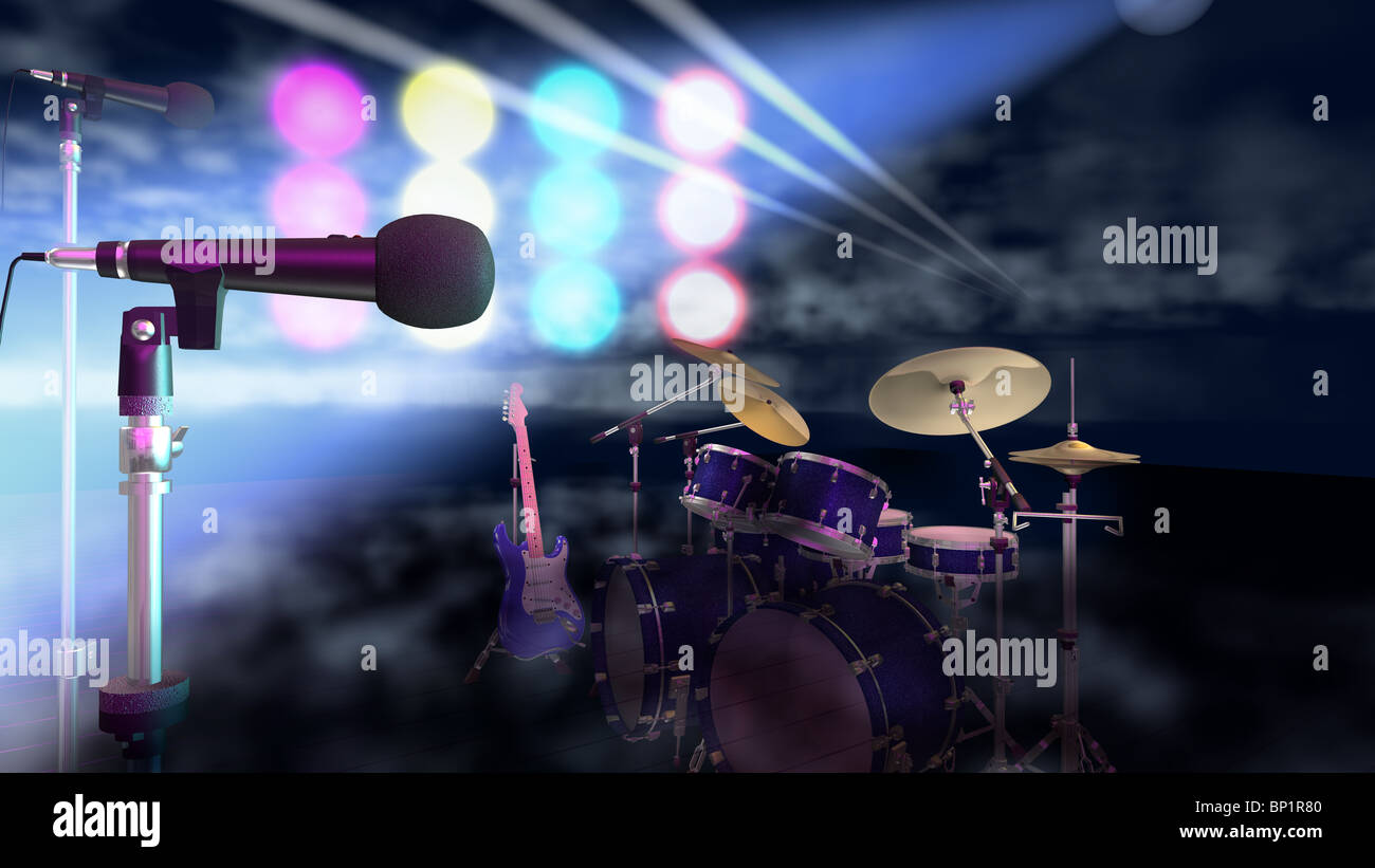 Microphones on a musical stage Stock Photo - Alamy