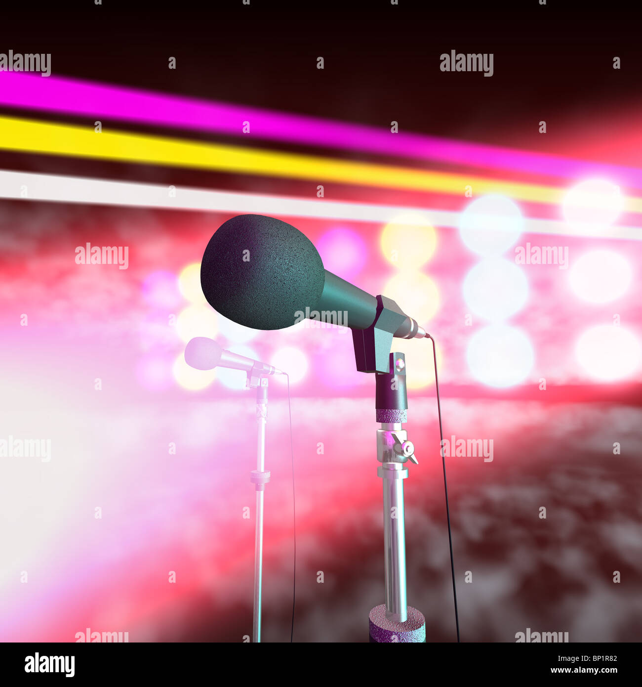 Microphones on a musical stage Stock Photo - Alamy