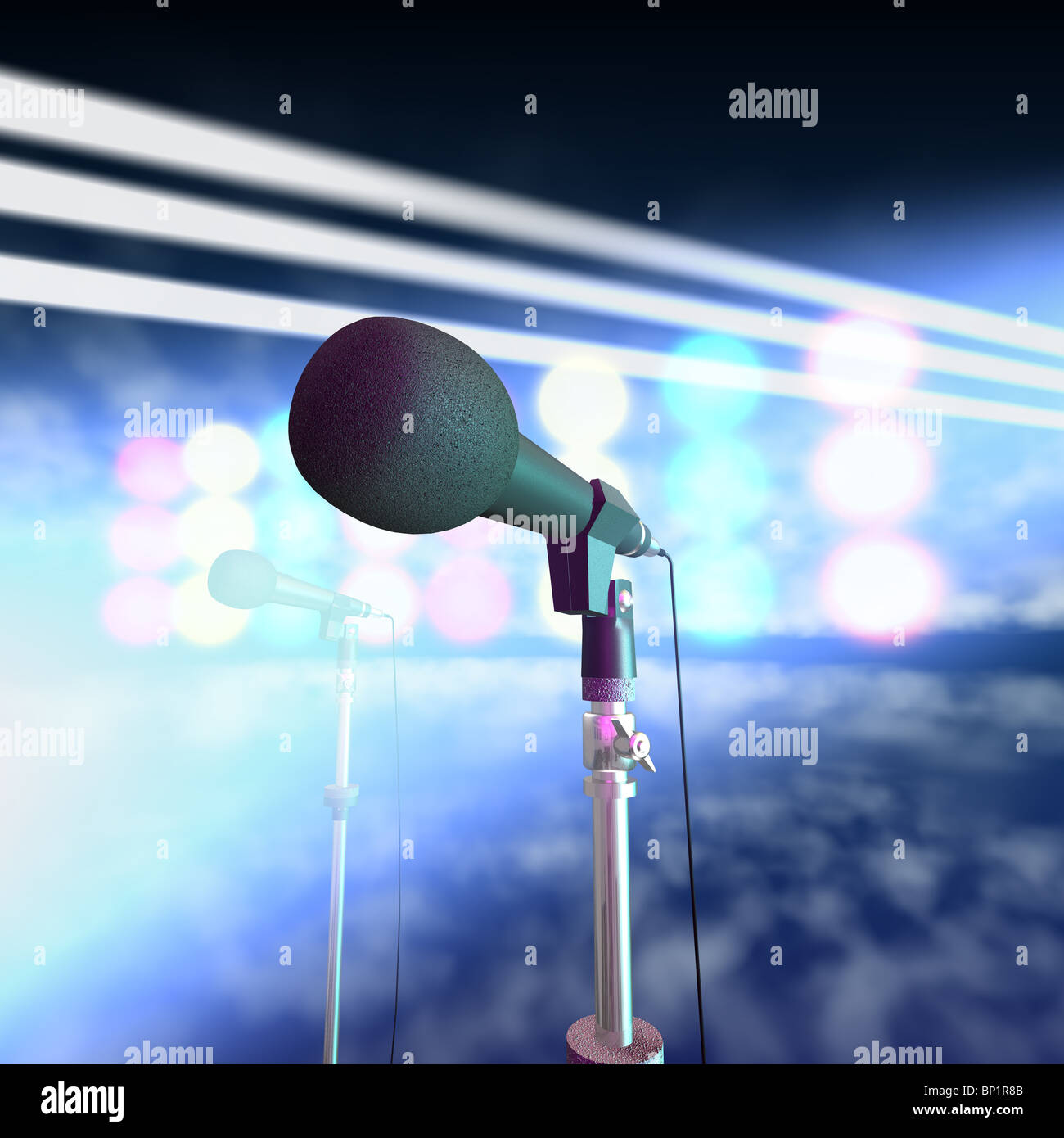 Microphones on a musical stage Stock Photo - Alamy