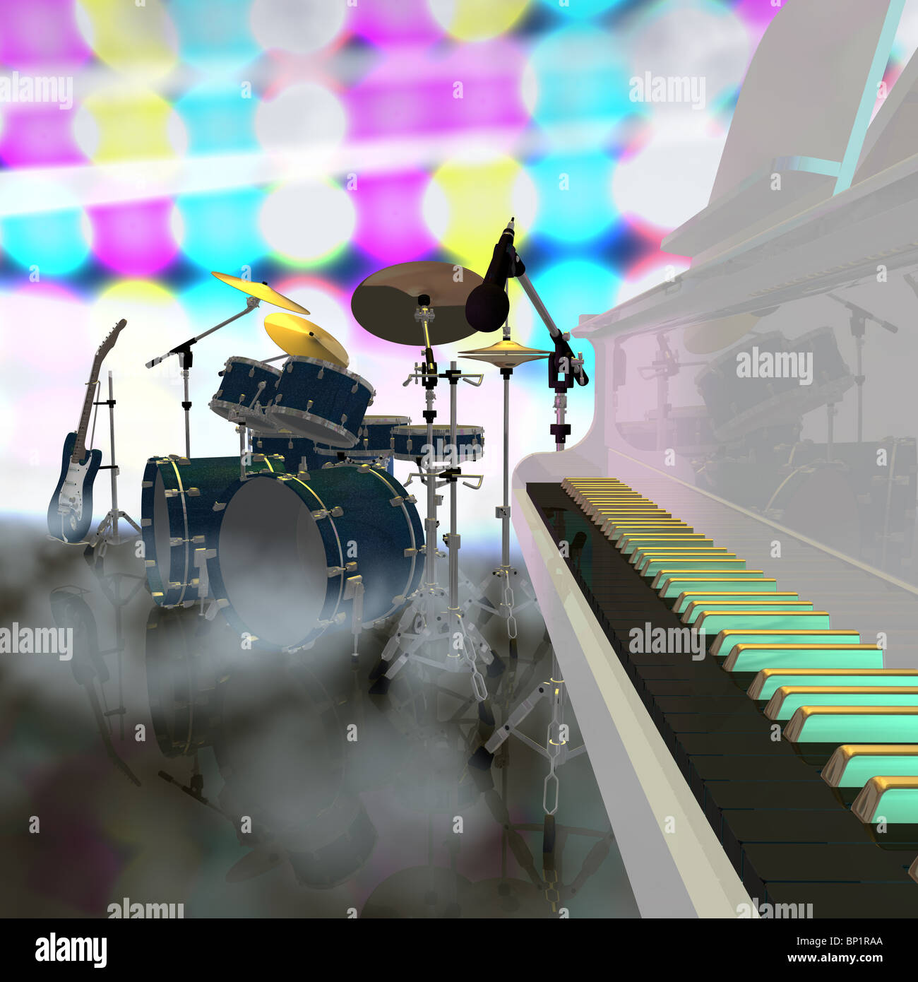 musical instruments on a music stage Stock Photo - Alamy