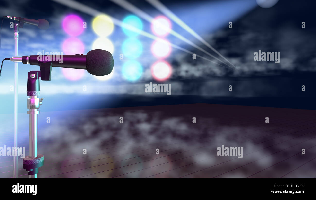 Microphones on a musical stage Stock Photo - Alamy