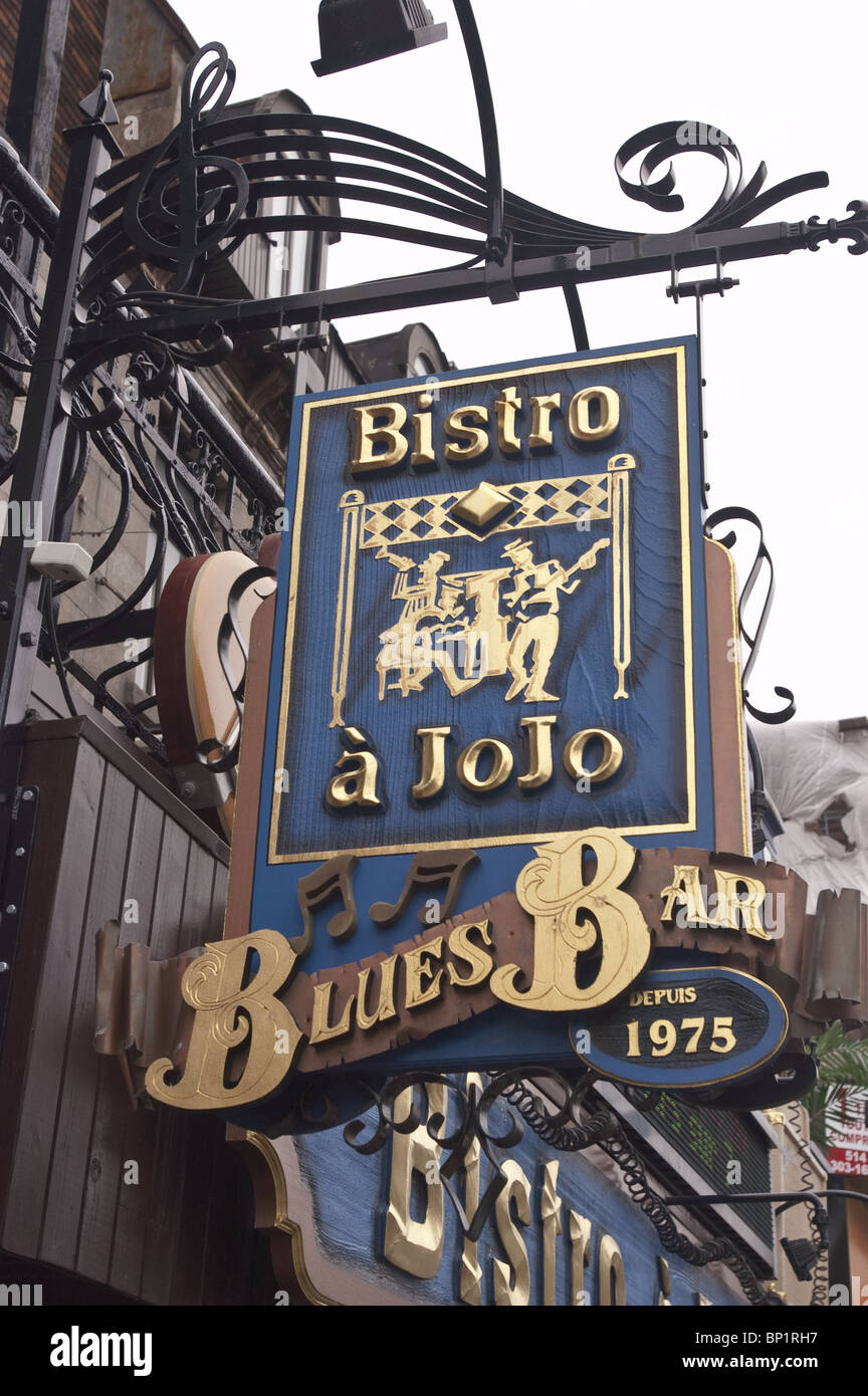 Bistro jojo blues bar 1975 sign on st denis street hi-res stock ...