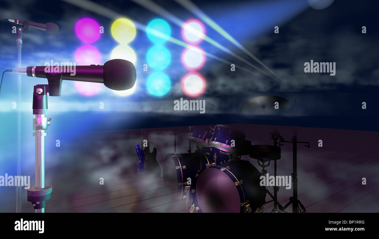 Microphones on a musical stage Stock Photo - Alamy