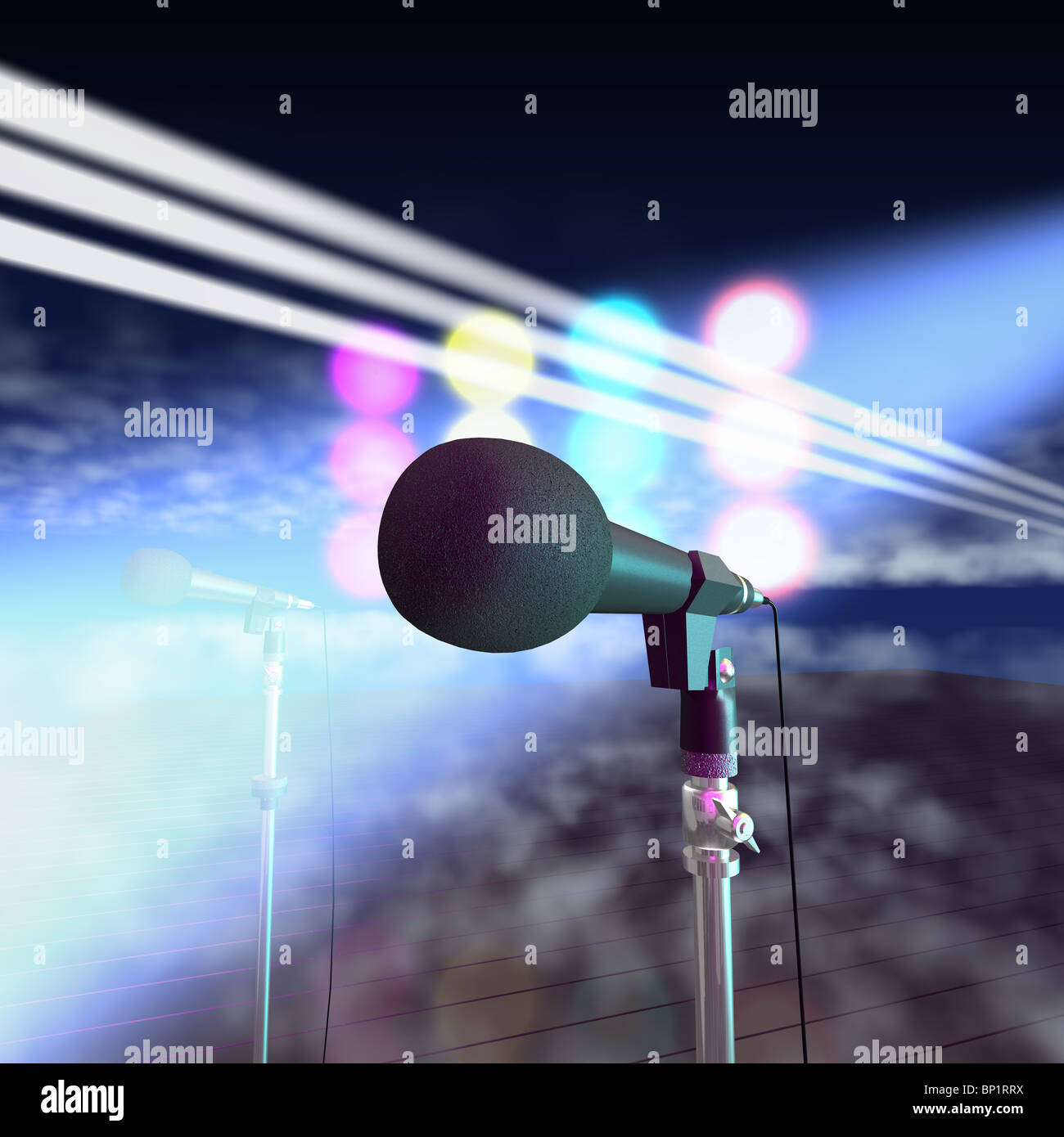 Microphones on a musical stage Stock Photo - Alamy