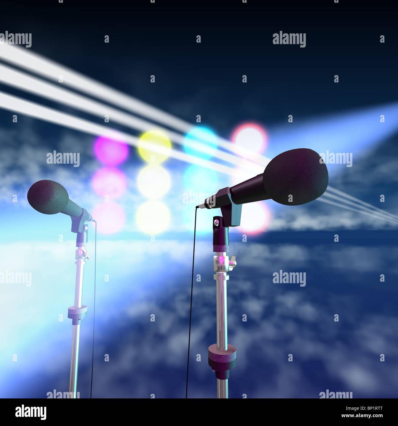 Microphones on a musical stage Stock Photo - Alamy