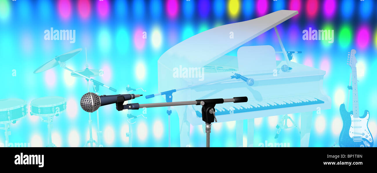 Microphones on a musical stage Stock Photo - Alamy