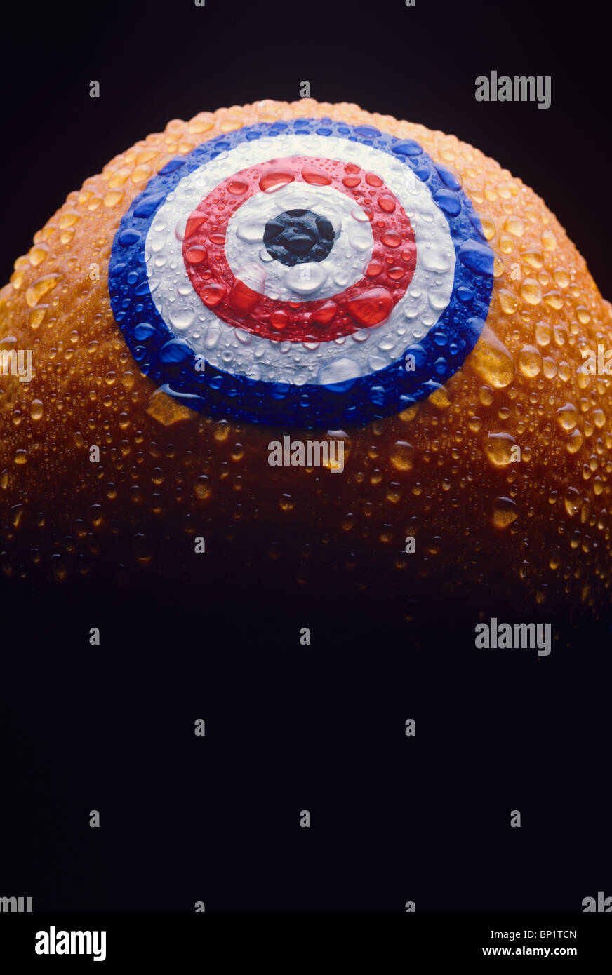 Orange with Painted Target Stock Photo - Alamy